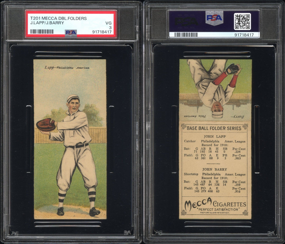 PSA 3 1911 Mecca Double Folders T201 #28 Jack Lapp Jack Barry POP32 ...