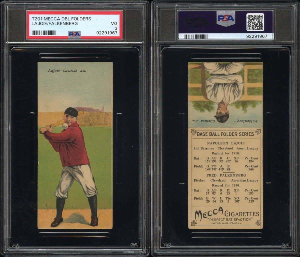 PSA 3 1911 Mecca Double Folders T201 #25 Nap Lajoie Cy Falkenberg POP4 ...